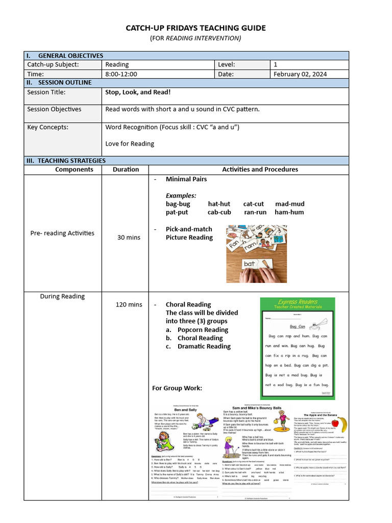 Catch Up Fridays Teaching Guide Reading | PDF | Human Communication | Reading (Process)