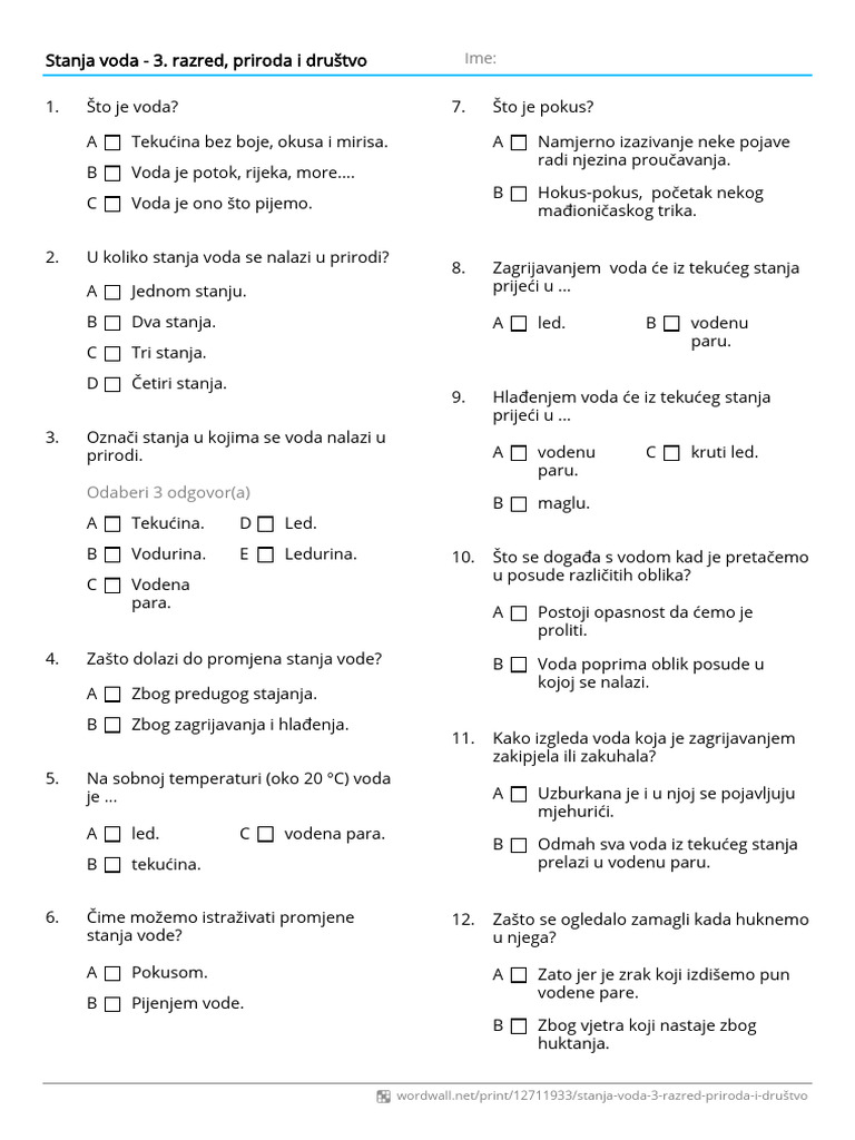 Stanja Voda 3 Razred Priroda I Drustvo | PDF