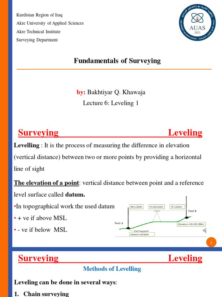 Lec6 Leveling | PDF | Surveying | Geodesy