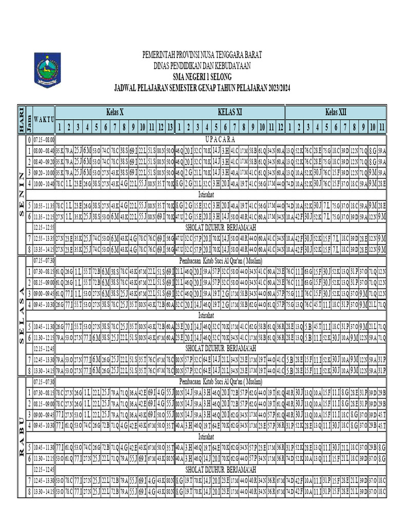 Jadwal SMT Genap TP. 23-24 | PDF
