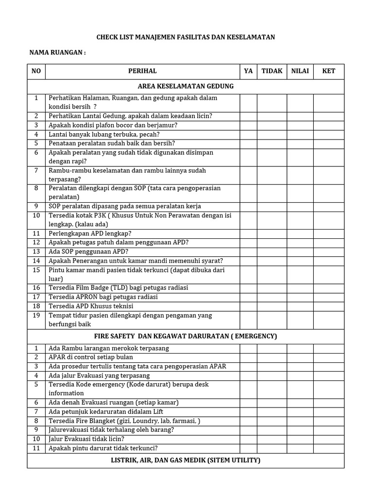 Check List MFK | PDF | Sains & Matematika