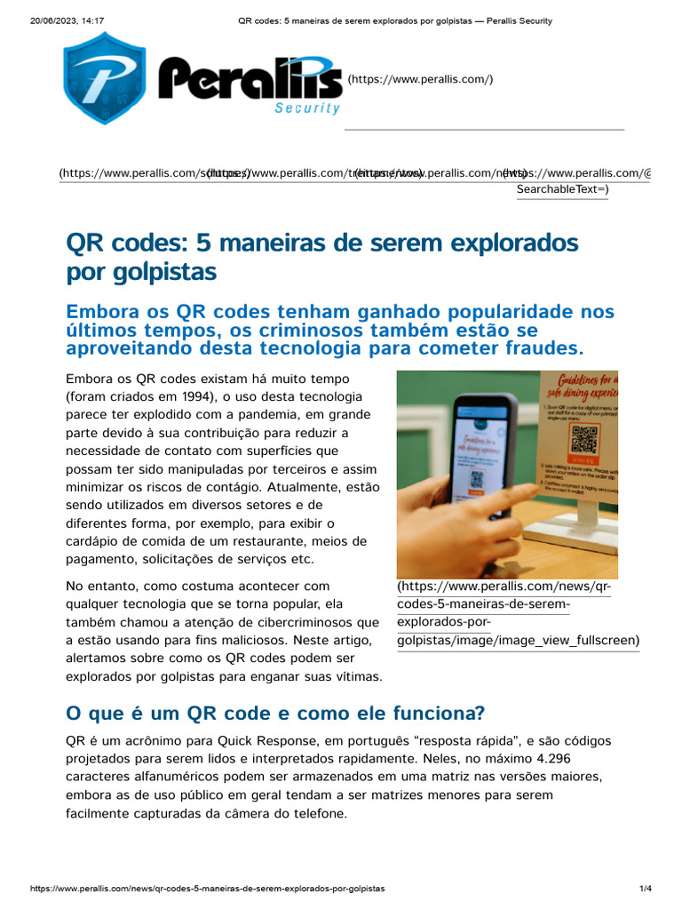 QR Codes - 5 Maneiras de Serem Explorados Por Golpistas - Perallis Security | PDF | Código QR ...