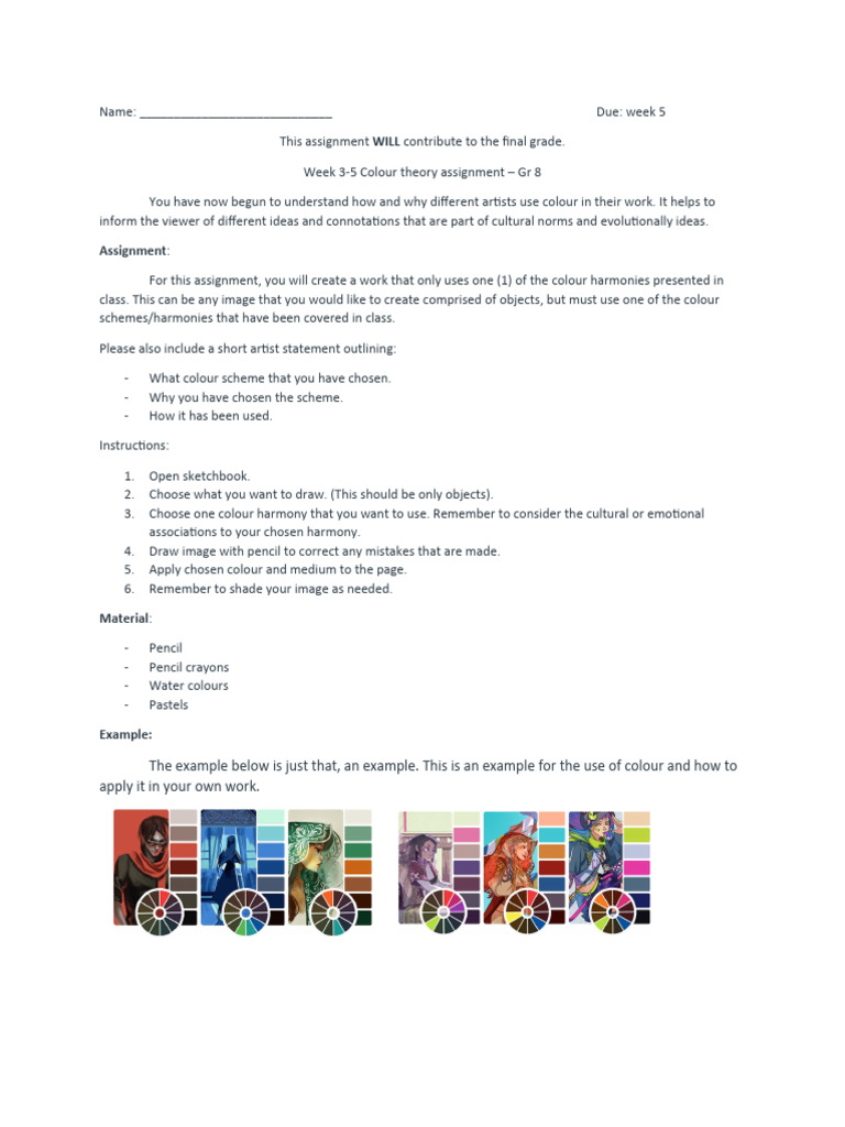 Grade 8 Colour Theory Assignment | PDF | Drawing
