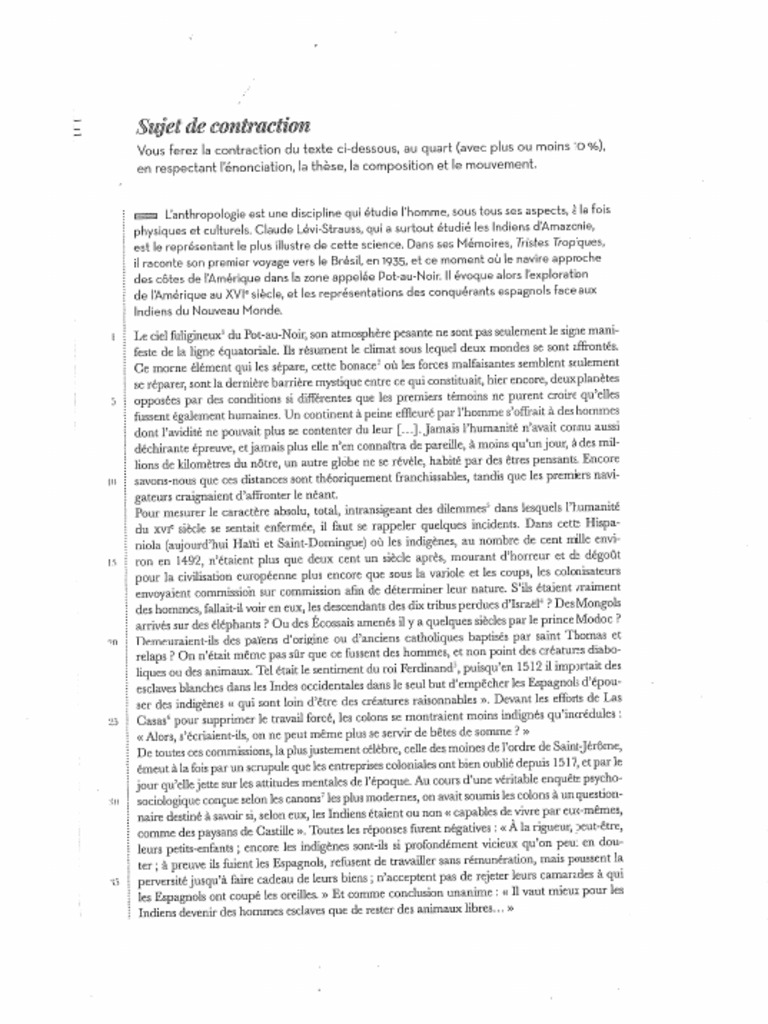 Contraction Texte Claude Levi-Strauss | PDF