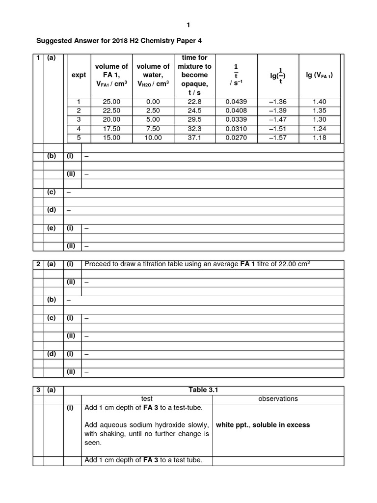 2018 H2 Chemistry Paper 4 (Data) | PDF