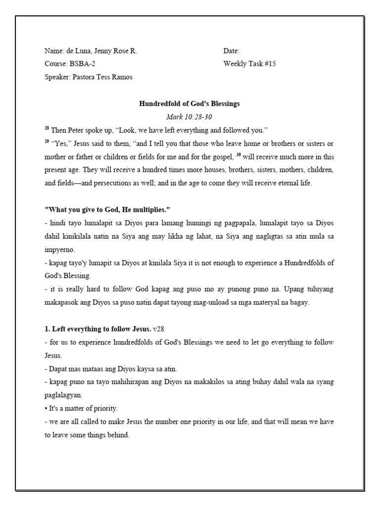 #15 Hundredfold of God's Blessings | PDF | Abrahamic Religions ...