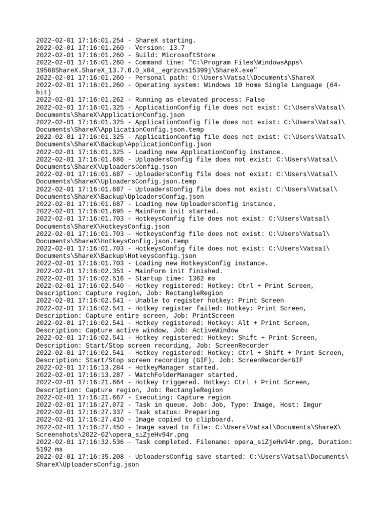 ShareX Log 2022 02 | PDF | Keyboard Shortcut | Command Line Interface