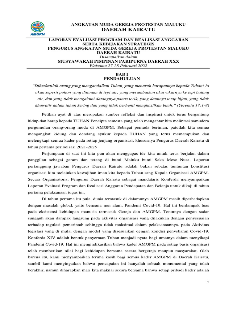 Laporan Evalusai Pelayanan AMGPM | PDF