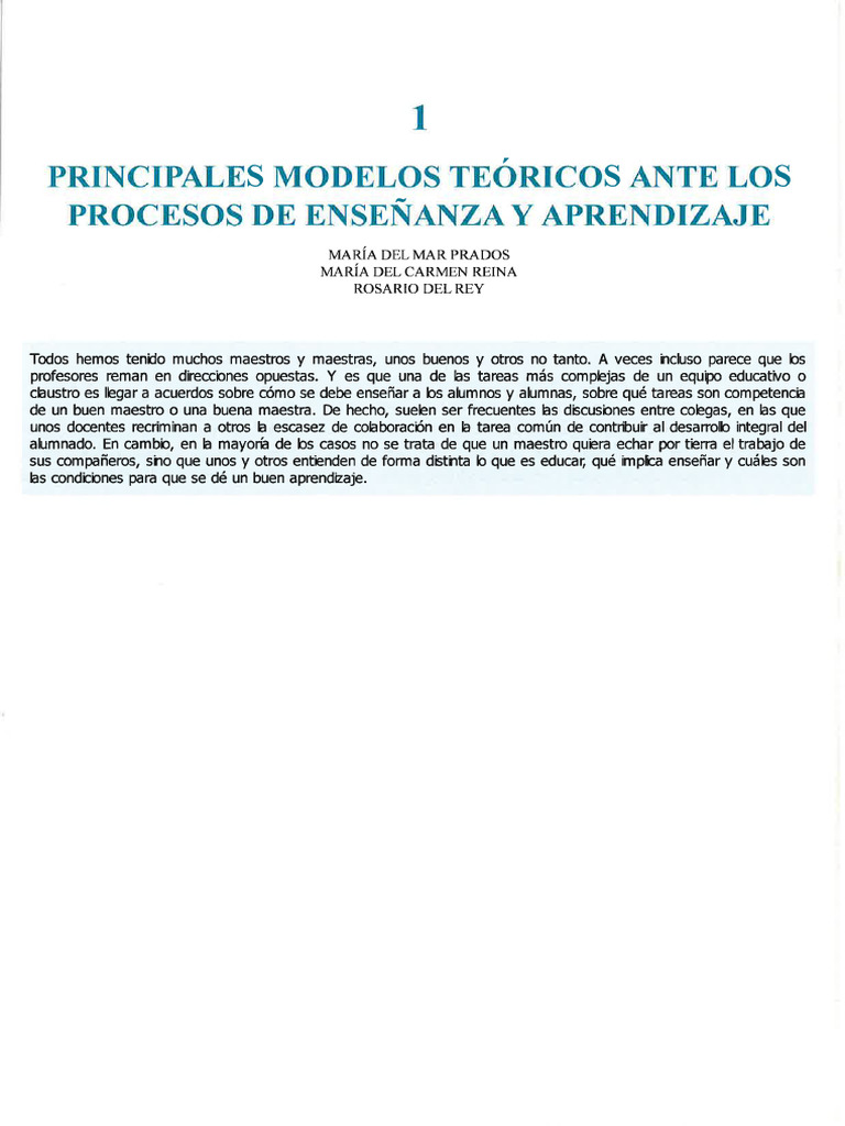 Principales Modelos Teóricos Ante Los Procesos de Enseñanza y Aprendizaje | PDF