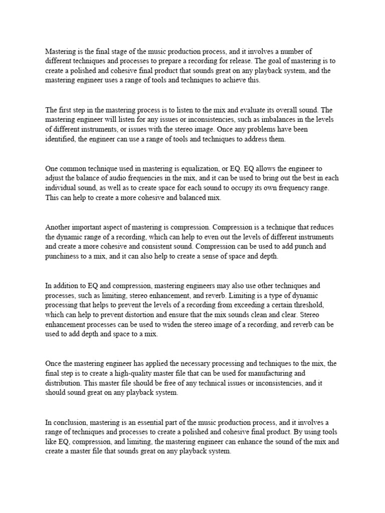 Mastering Process | PDF