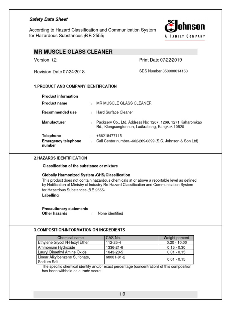 MR Muscle Floor Cleaner | Download Free PDF | Toxicity | Firefighting