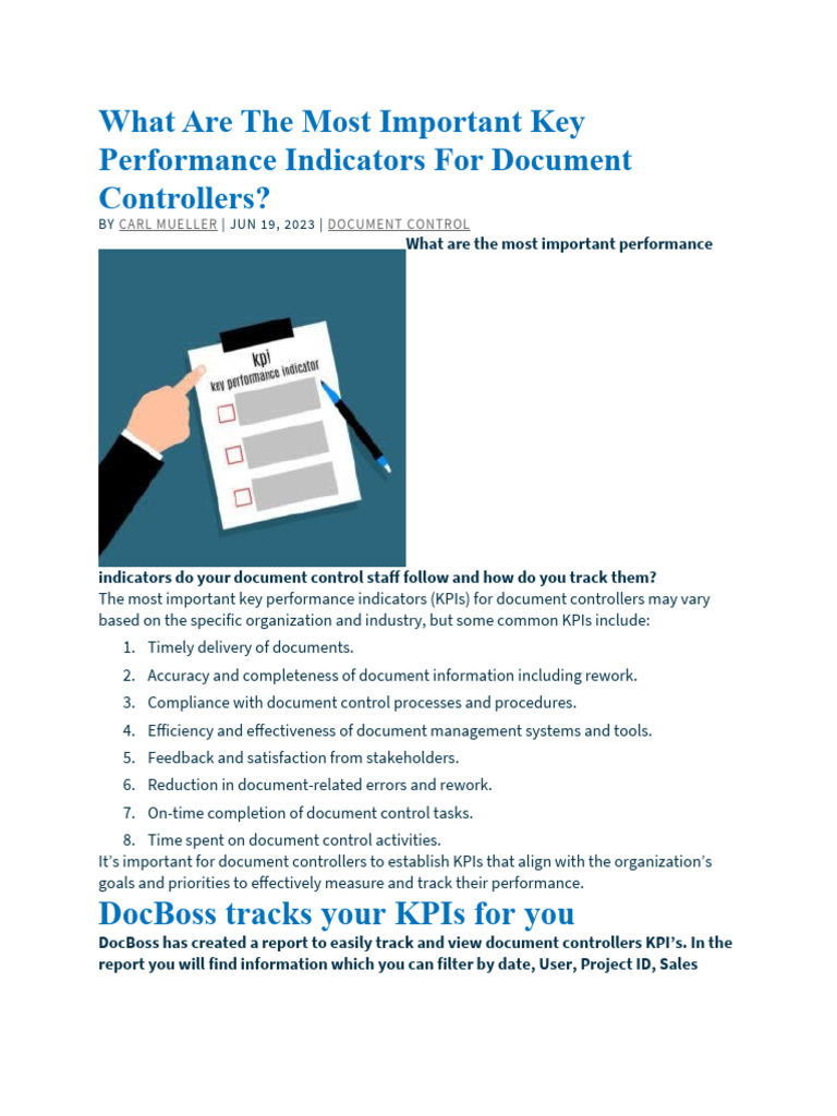 What Are The Most Important Key Performance Indicators For Document Controllers | PDF