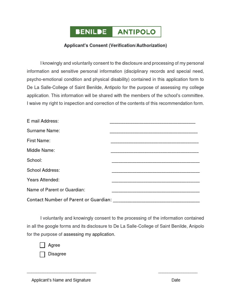 Applicant Consent for Admission Process | PDF