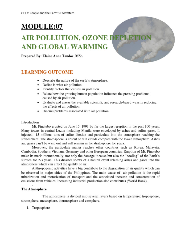 Module 7 Air Pollution Ozone Depletion and Global Warming | PDF ...