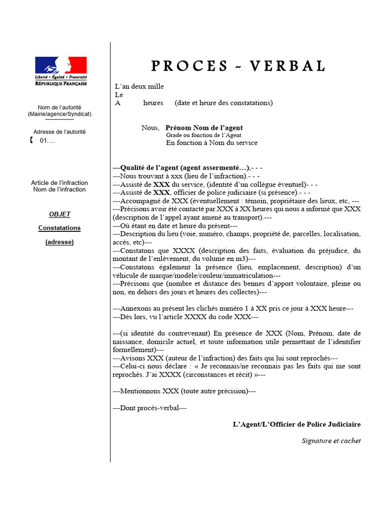 Modele Proces Verbal Blanc | PDF