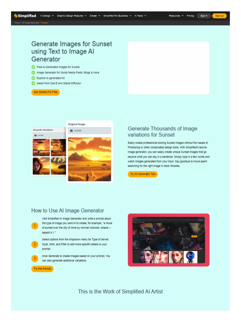 AI Sunset Image Generator: Transform Your Photos With Ease | PDF ...