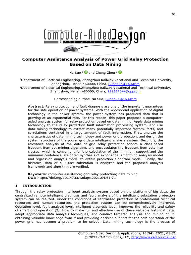 Computer Assistance Analysis of Power Grid Relay Protection Based On Data Mining - 2021 | PDF ...