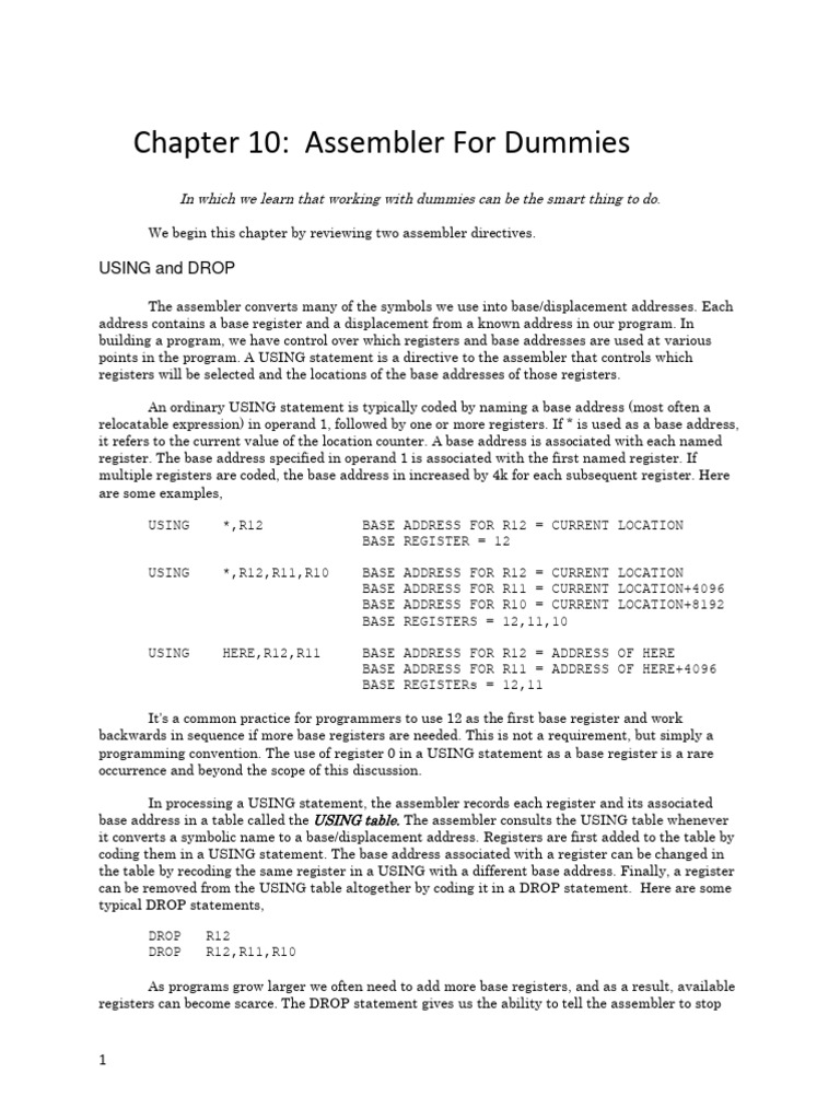 Chapter 10 Assembler For Dummies | PDF | Assembly Language | Software Engineering