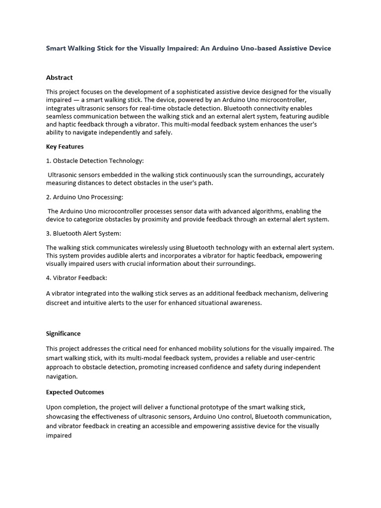 Smart Walking Stick For The Visually Impaired | PDF