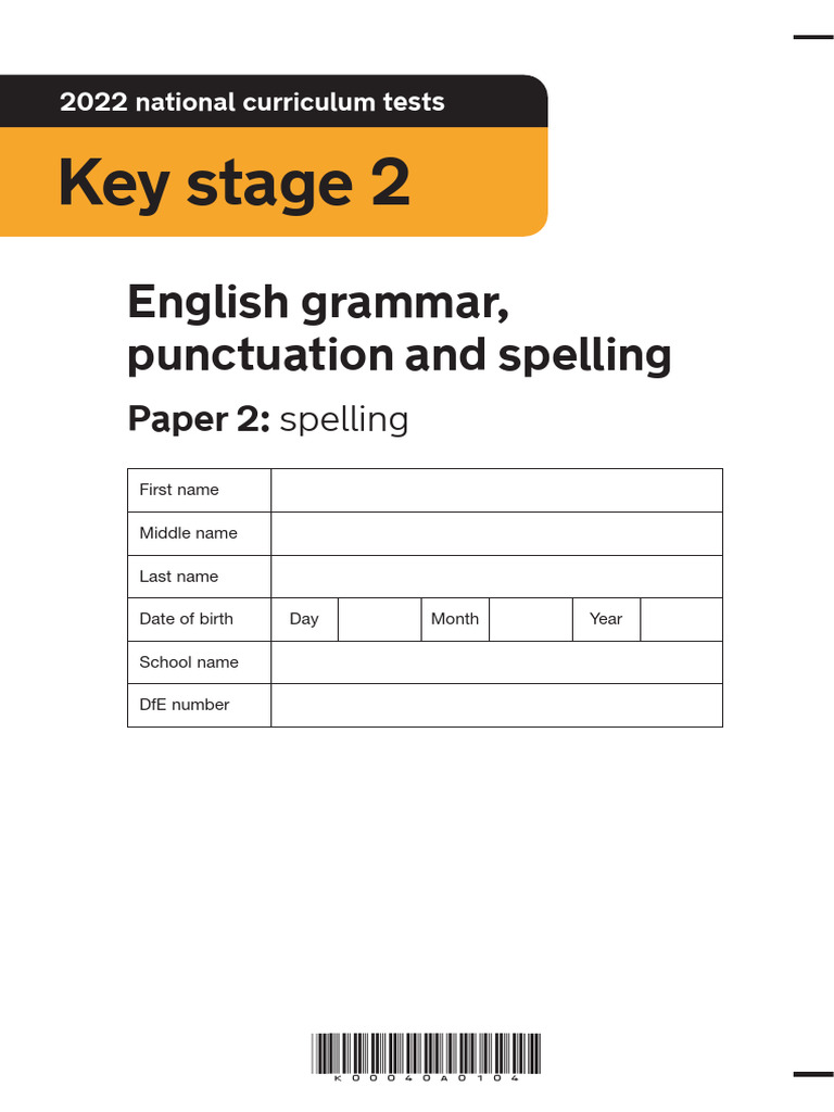 STA228415e 2022 Ks2 English GPS Paper2 Spelling | PDF | Copyright | Books