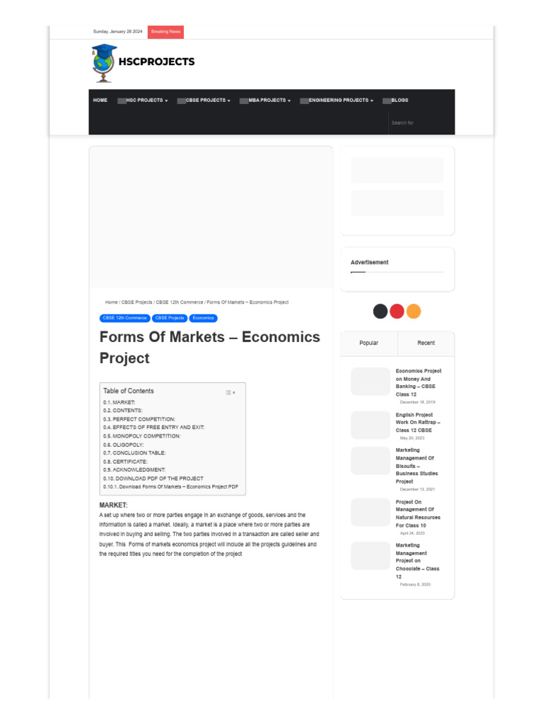 Hscprojects Com Forms Markets Economics Project | PDF | Monopoly ...