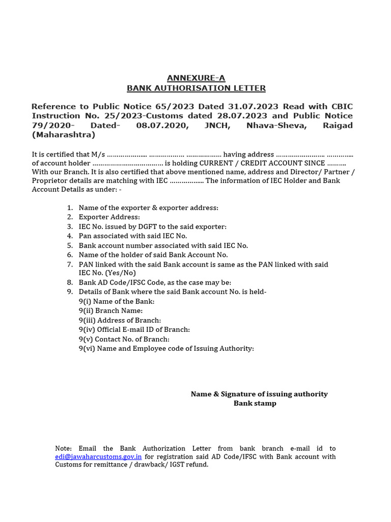 AD Code Format For JNCH, Nhava-Sheva, Raigad (Maharashtra) - 23 Jan 24 ... AD Code Format For JNCH, Nhava-Sheva, Raigad (Maharashtra) - 23 Jan 24 ...