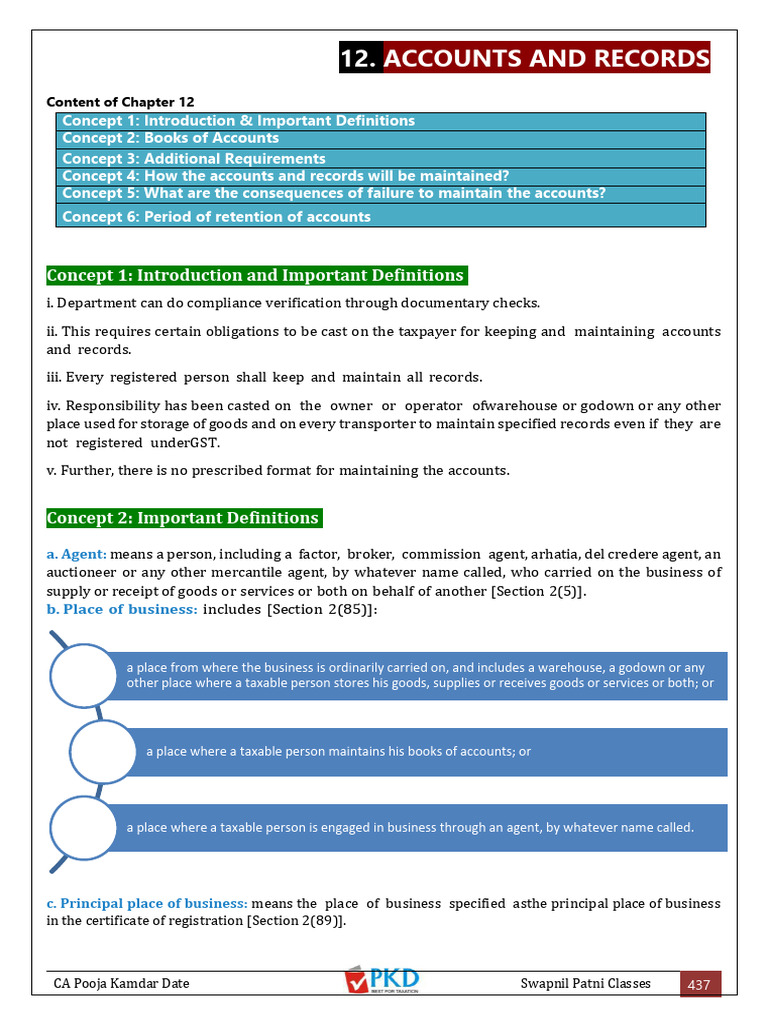 12) - Accounts and Records | PDF