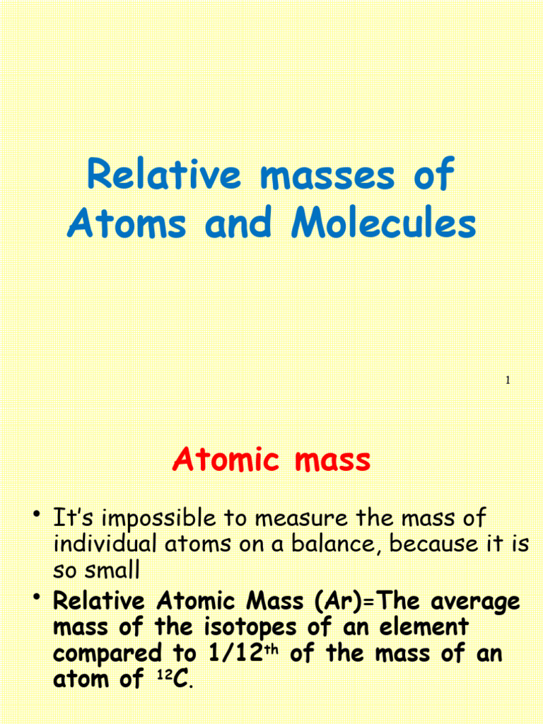 Calculating Relative Atomic and Formula Mass | PDF | Science ...