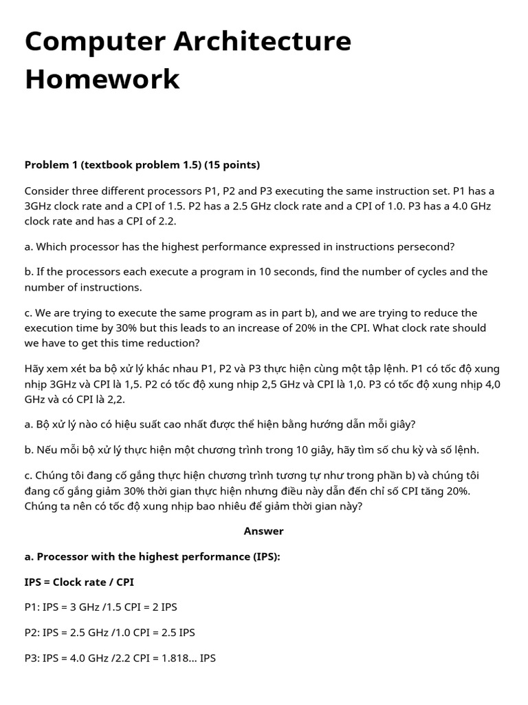 Computer Architecture Homework 1 Pdf 