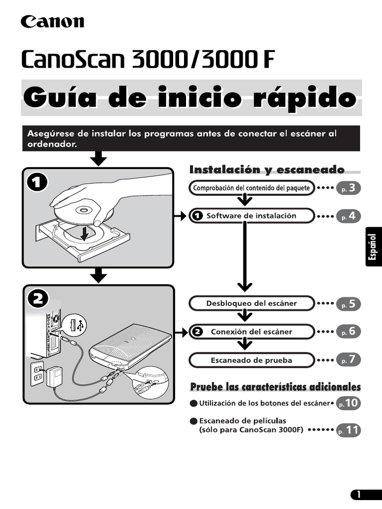 CanonScan 3000 3000F Quick Start Guide ES | PDF | Escáner de imagen ...