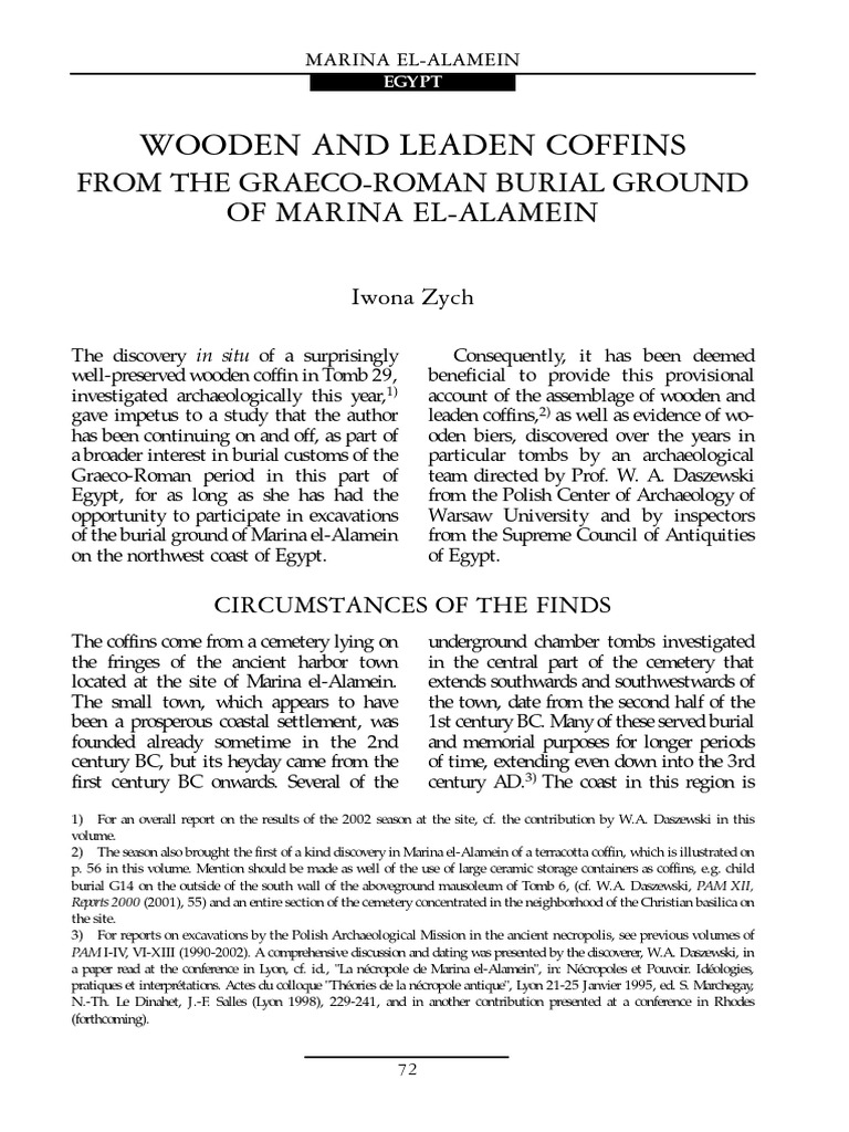 Graeco-Roman Coffins at Marina El-Alamein | PDF | Coffin | Burial