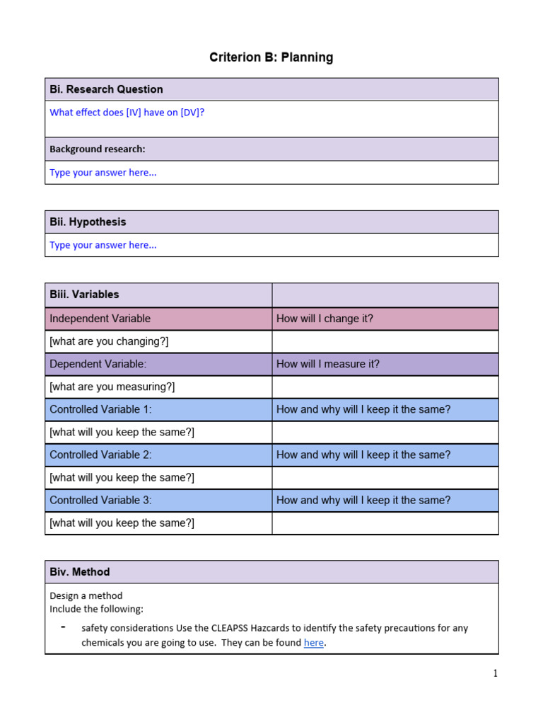 Criteria B and C Template | PDF