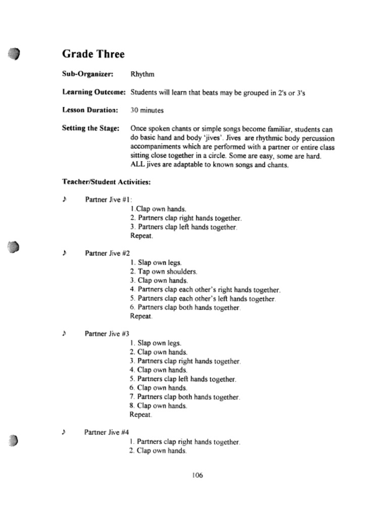 Music K-7 Grade Three Sample Lessons | PDF