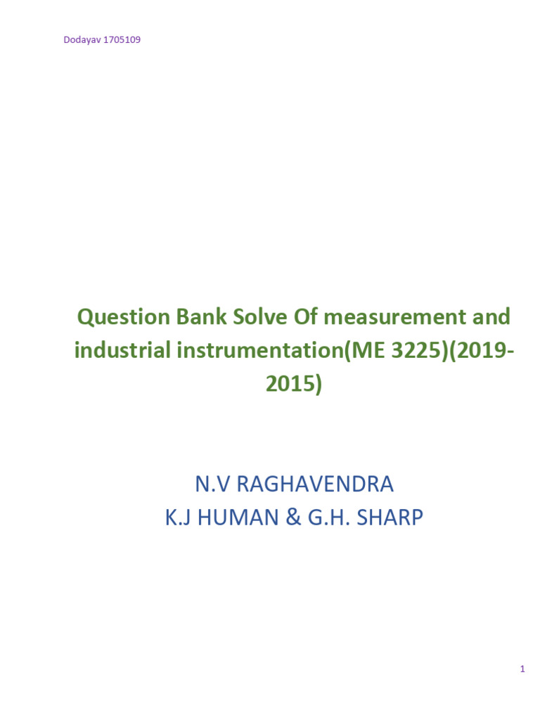 Question Bank Solve of Measurement and Industrial Instrumentation (ME ...