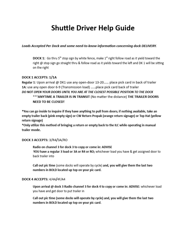 Shuttle Driver Help Form | Download Free PDF | Trailer (Vehicle ...
