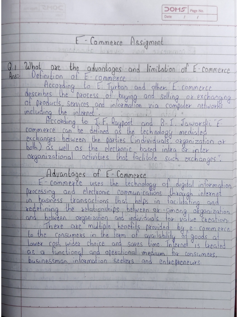 E-COMMERCE Assignment | PDF