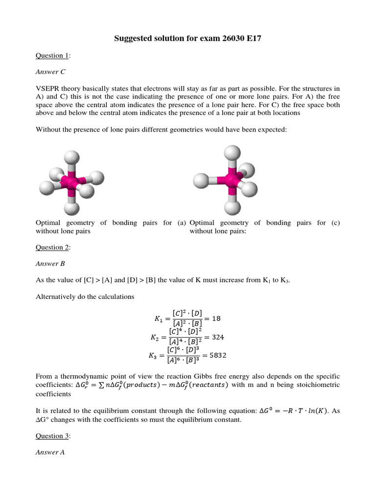 Exam 26030 E17 Solutions | PDF | Redox | Chemical Reactions