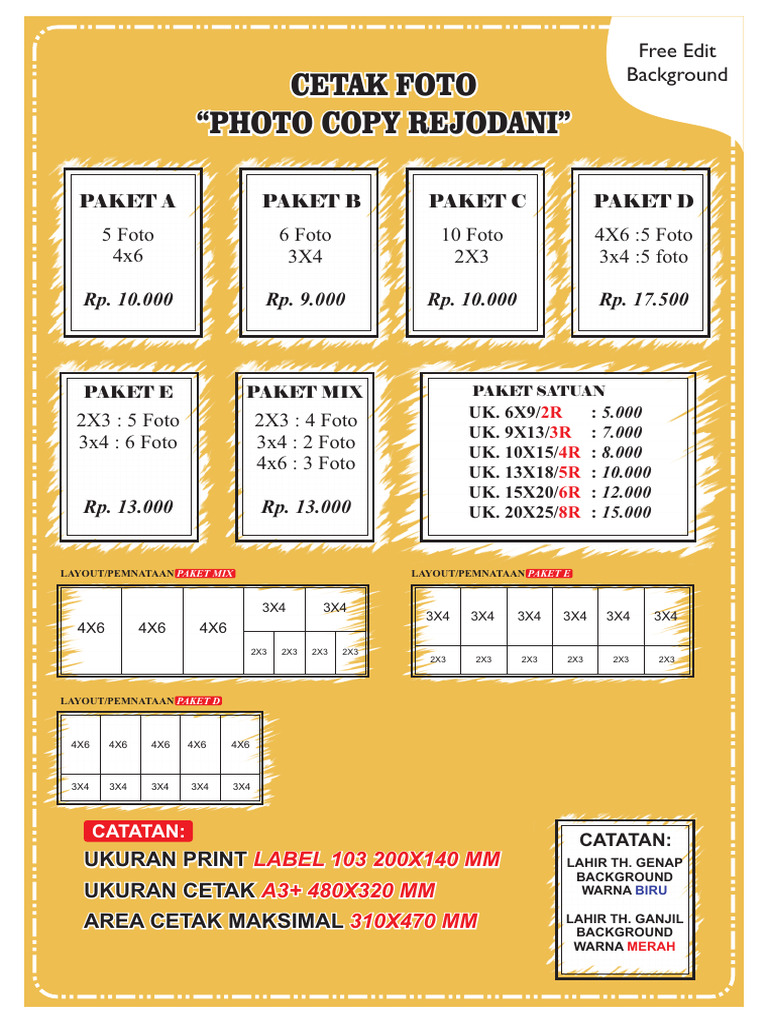 Format Cetak Foto Terbaru (Rejodani Balong Baryut) | PDF