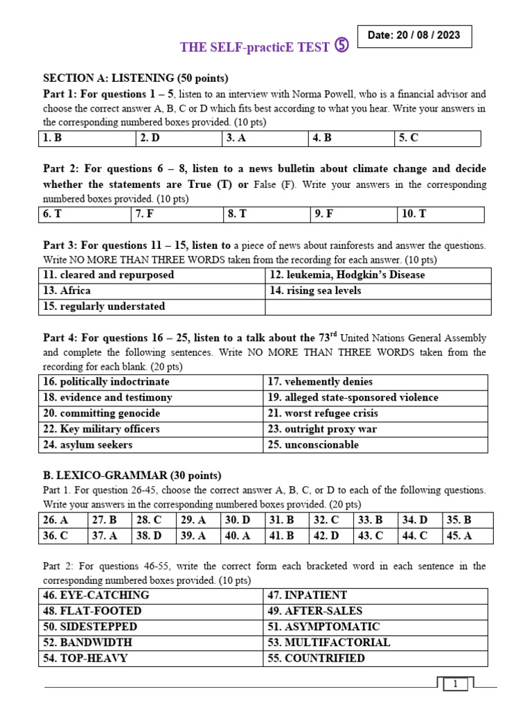 2023-08-20 - Self-Practice 5 - Key | PDF | Climate Change | Palm Oil