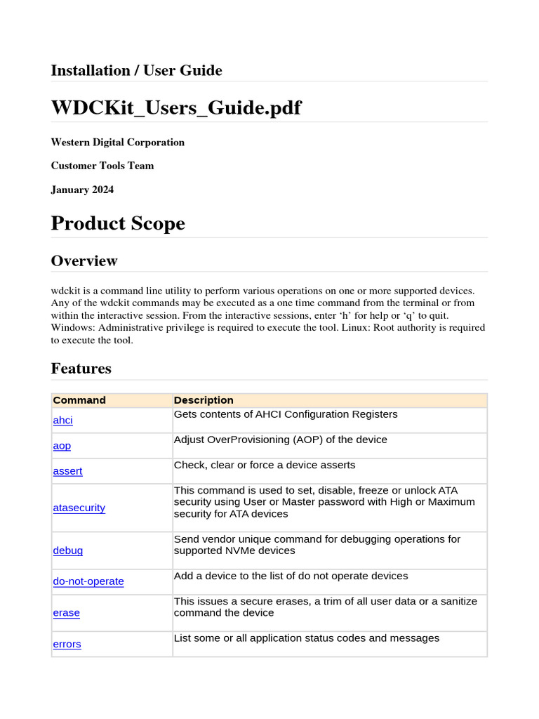 WDCKit Installation and User Guide | PDF | Installation (Computer ...