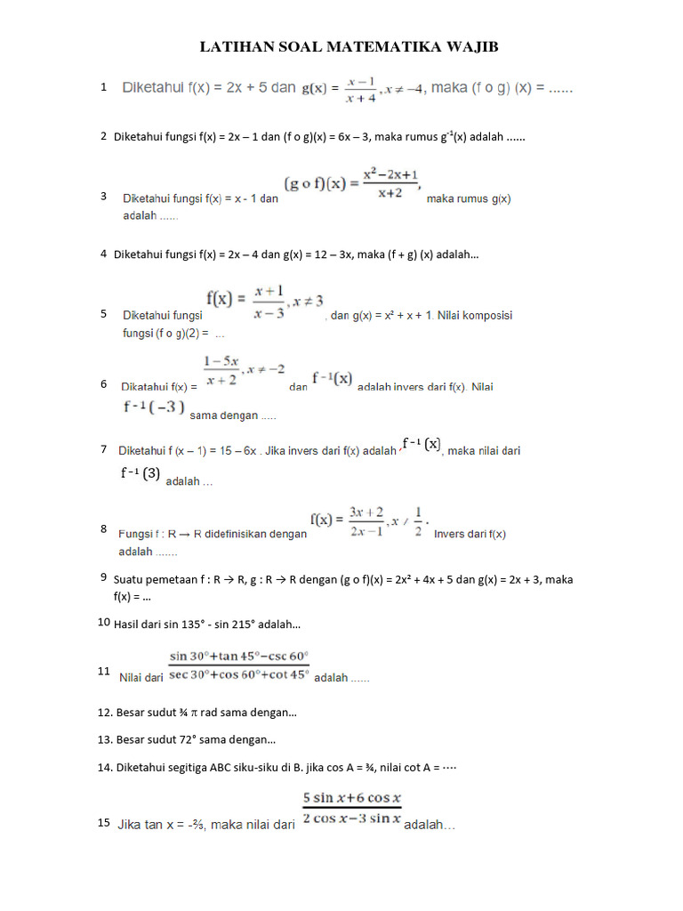 Latihan Soal Pat Matwa KLS X - 2022 | PDF