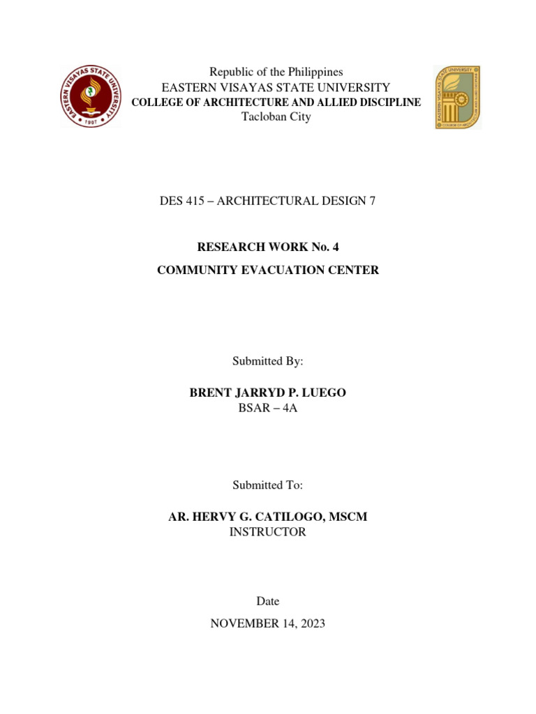 Research (Evacuation Center) | PDF | Emergency Evacuation | Natural ...