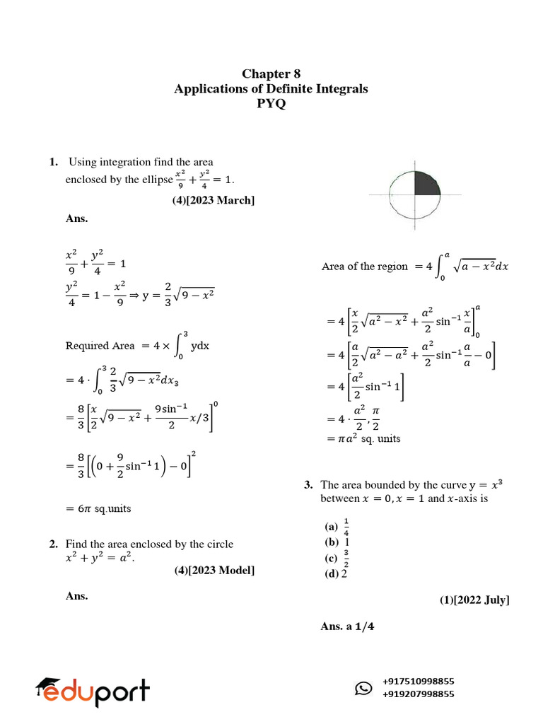 Applications of Definite Integrals PYQ: 1. Using Integration Find The ...