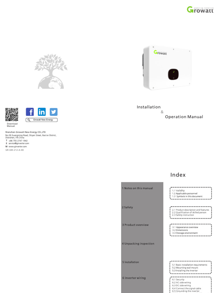 Installation and Operation Manual - Growatt - MOD 3 15KTL3 X ...