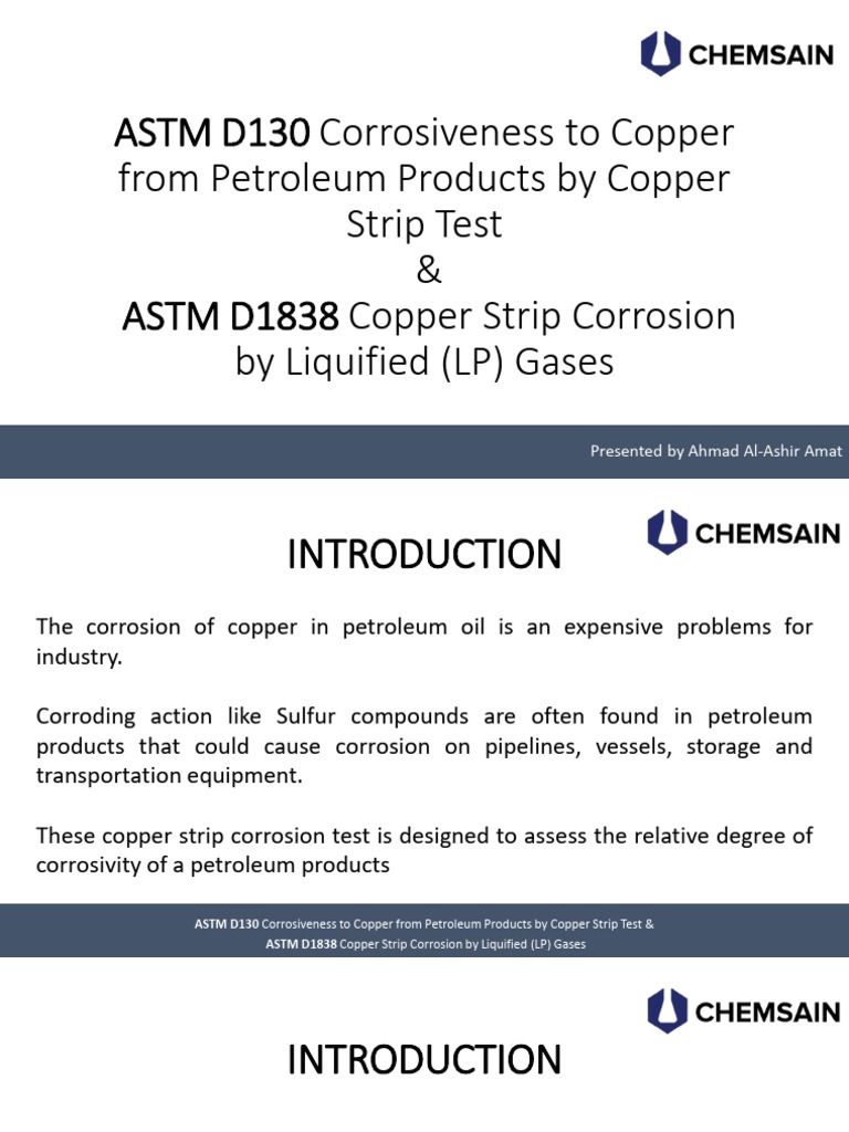 ASTM D130 Corrosiveness To Copper From Petroleum Products Slide ASTM D1838 Copper Strip ...