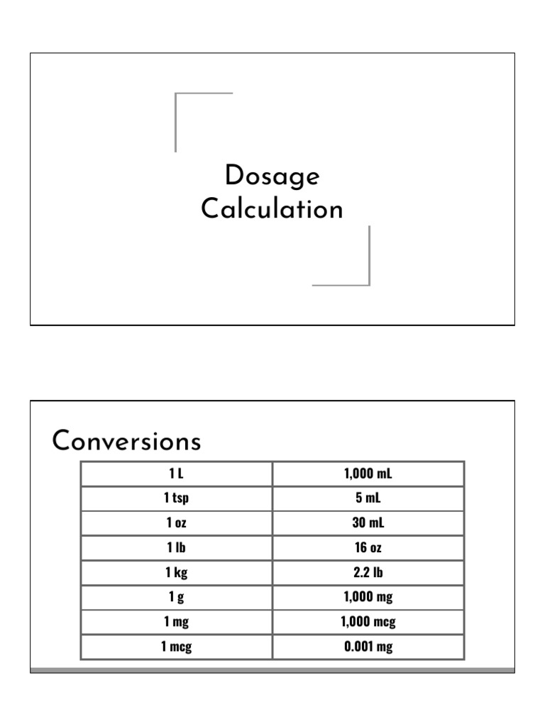 Dosage Calculation | PDF | Dose (Biochemistry) | Chemistry