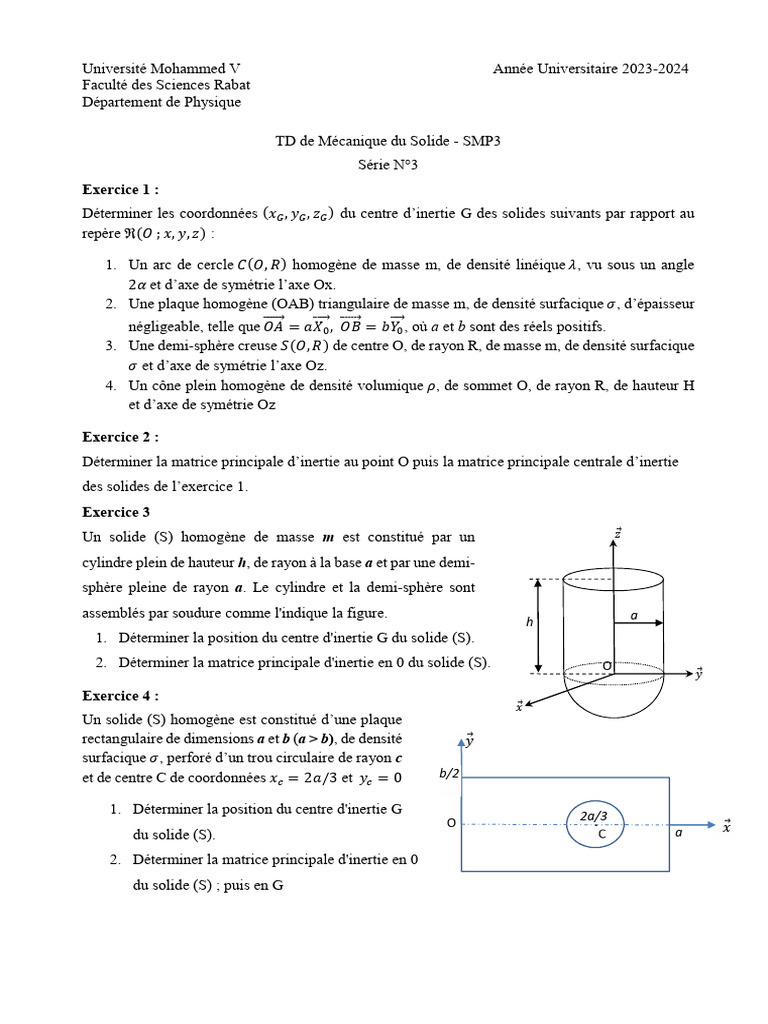 TD3 2023-2024 | PDF | Sphère | Sciences physiques