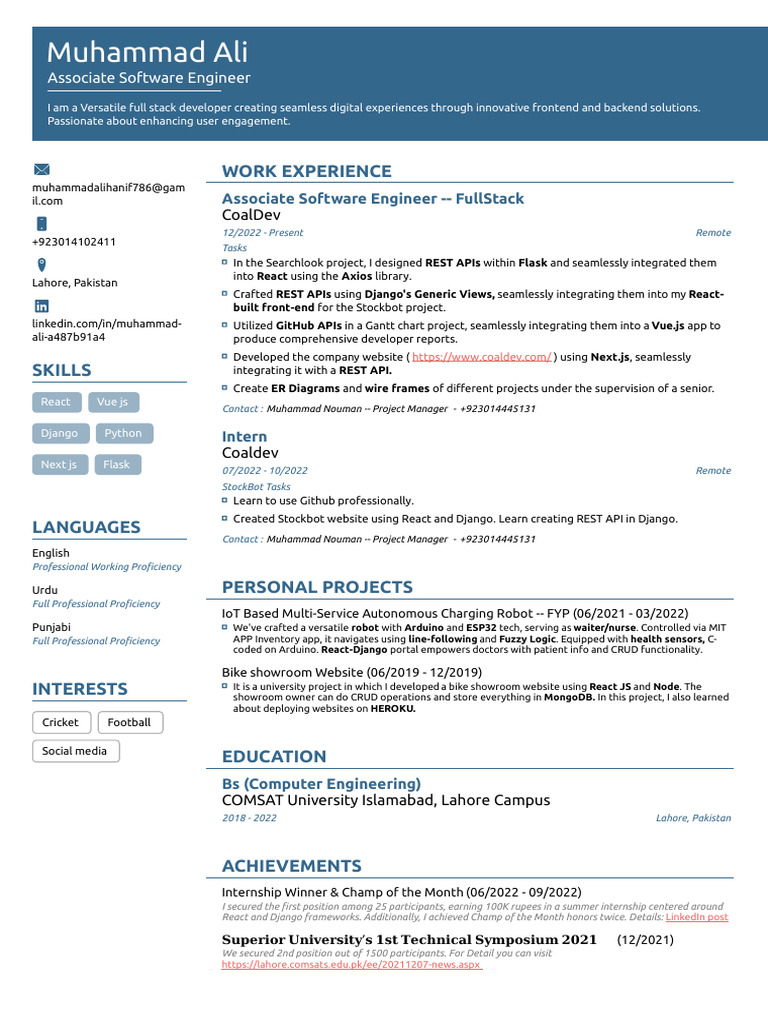 Muhammad's Resume | PDF