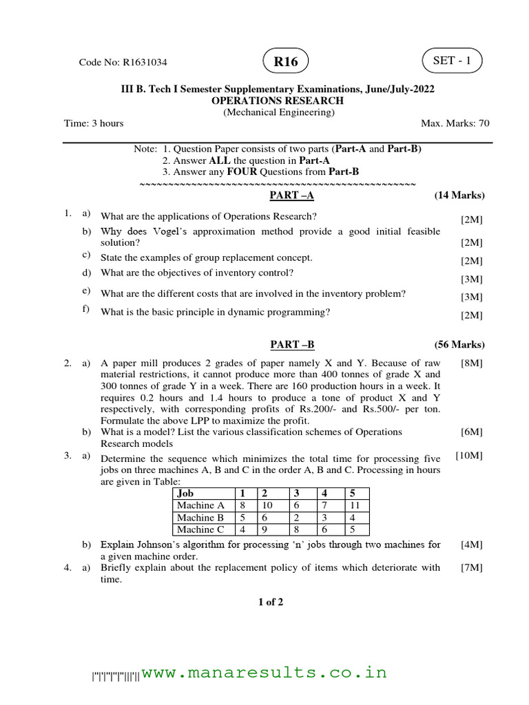 WWW - Manaresults.co - In: III B. Tech I Semester Supplementary Examinations, June/July-2022 ...