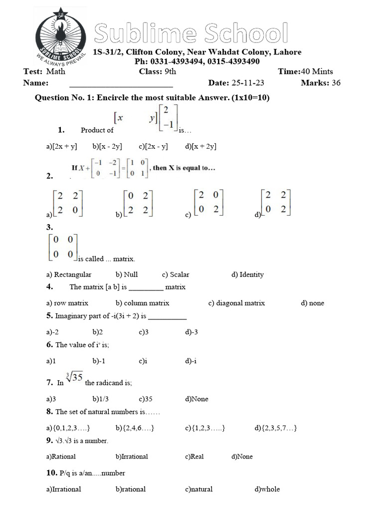 Math Chapter 1 2 | PDF | Matrix (Mathematics) | Mathematical Physics